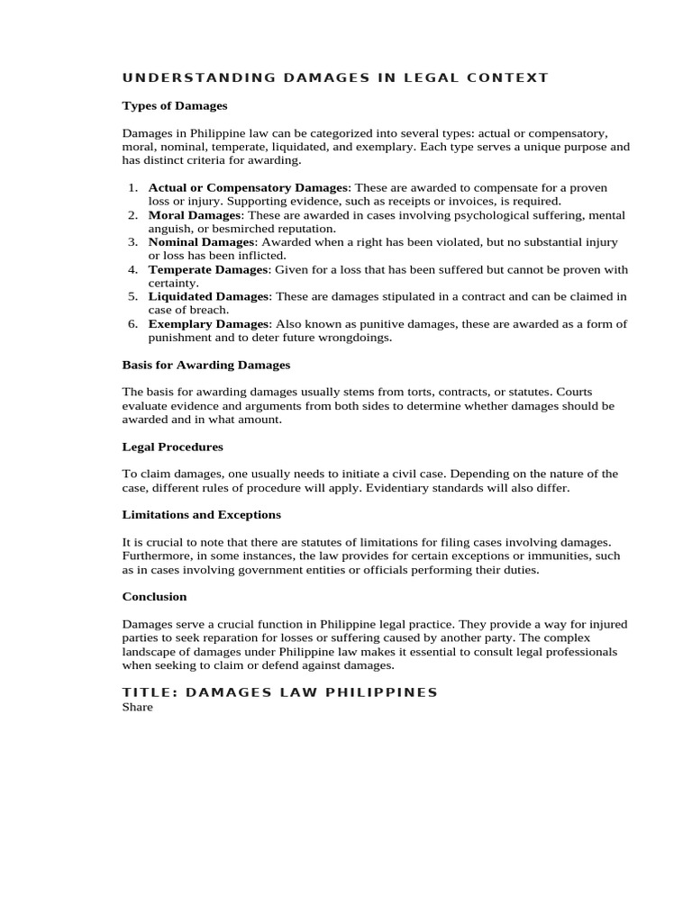 Understanding Damages in Legal Context | PDF