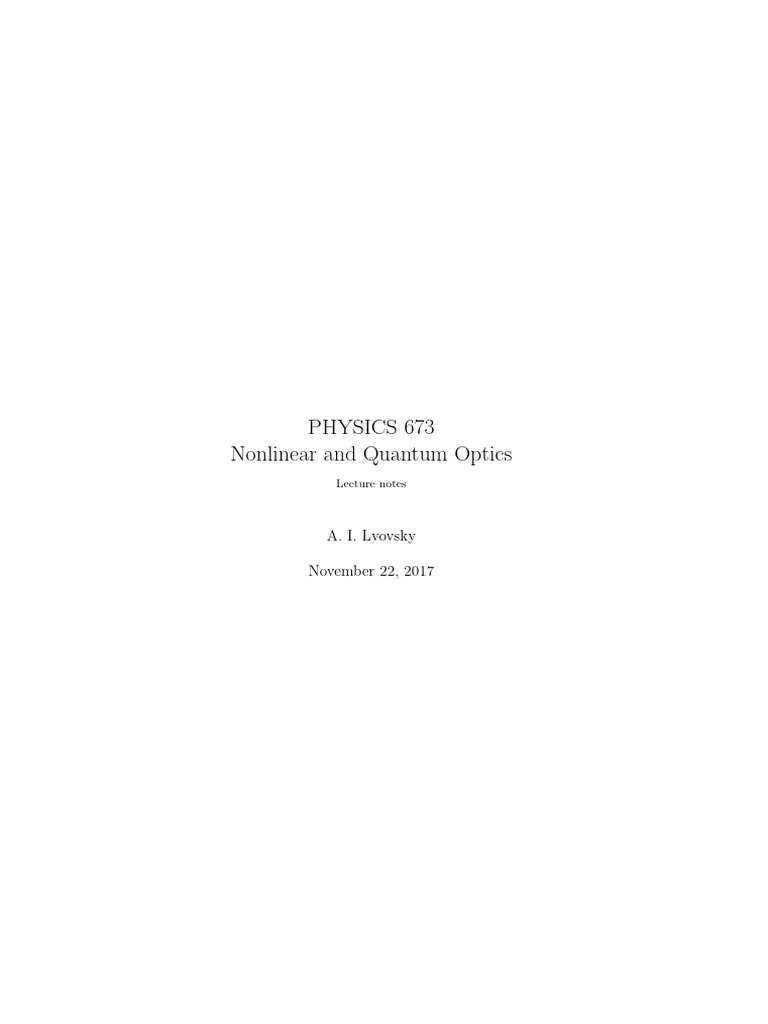 Nonlinear and Quantum Optics Notes | PDF | Waves | Dispersion (Optics)