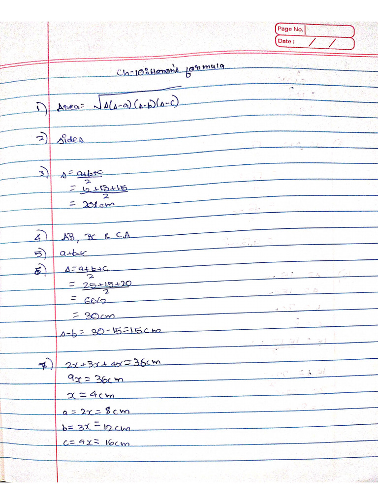 Rithik - Herons Formula Worksheet | PDF