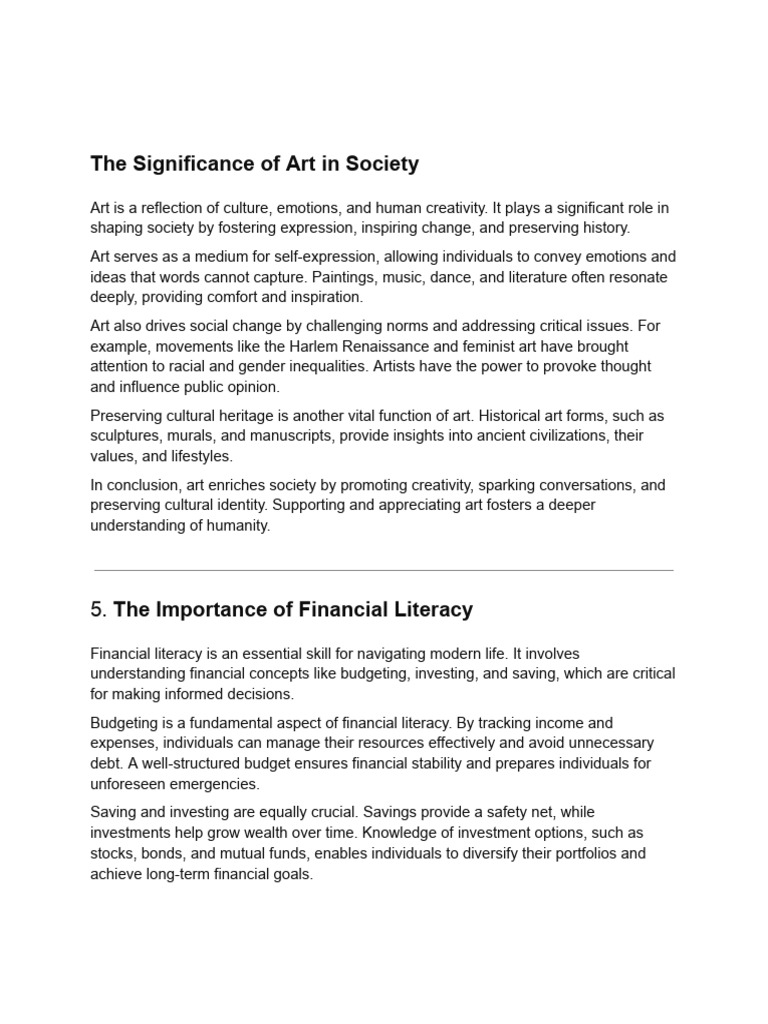 The Significance of Art in Society | PDF