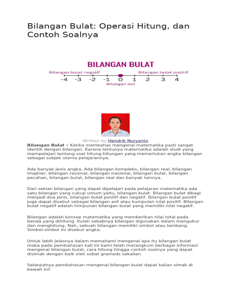 Operasi dan Contoh Bilangan Bulat | PDF