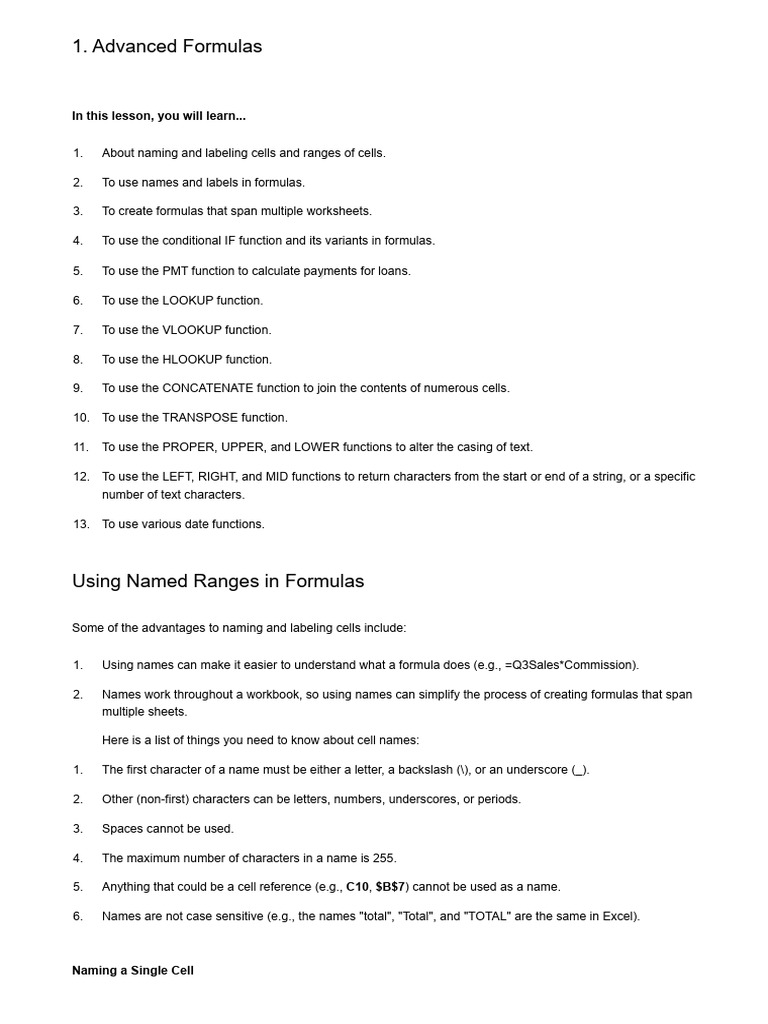 Advanced Formulas | PDF | Computer Programming