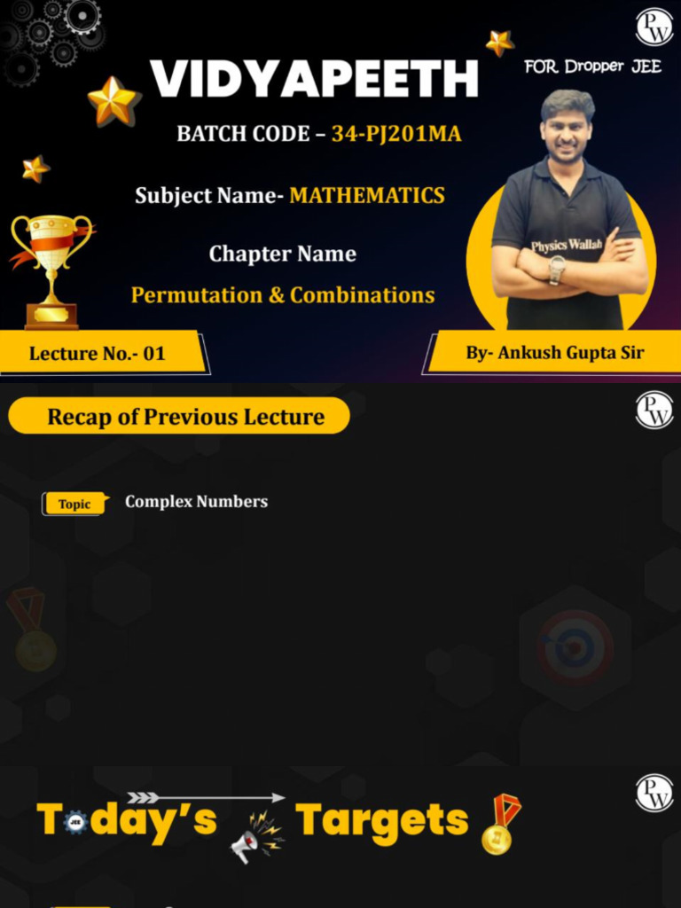 Permutation And Combinations 01 Class Notes 34 Pj201ma Pdf