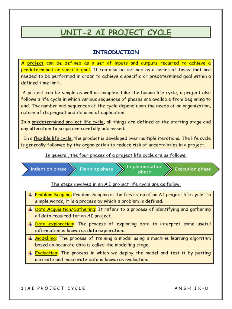 Ai Ch-2 Ai Project Cycle | PDF | Machine Learning | Artificial Intelligence