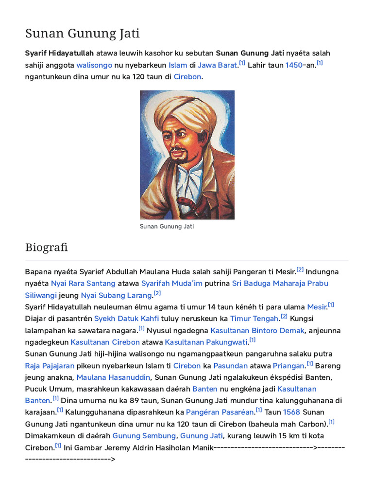 Sunan Gunung Jati - Wikipédia Sunda, Énsiklopédi Bébas | PDF