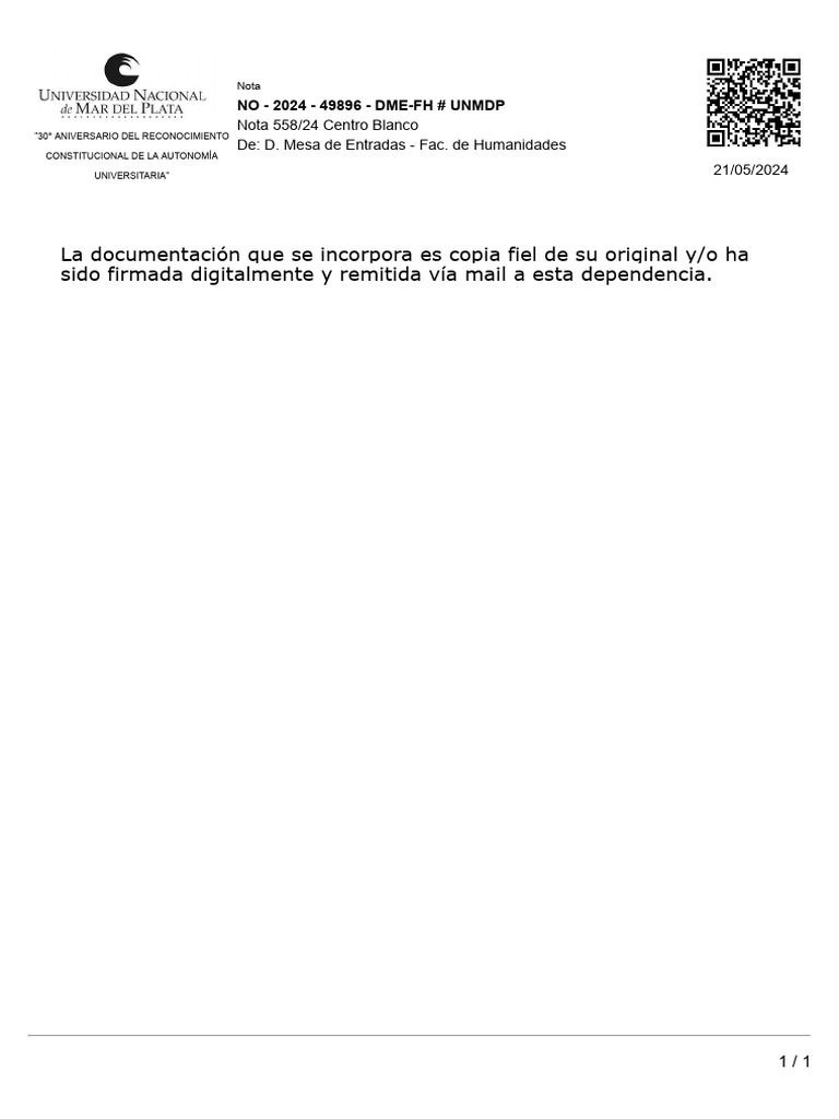 La Documentación Que Se Incorpora Es Copia Fiel de Su Original Y/o Ha ...