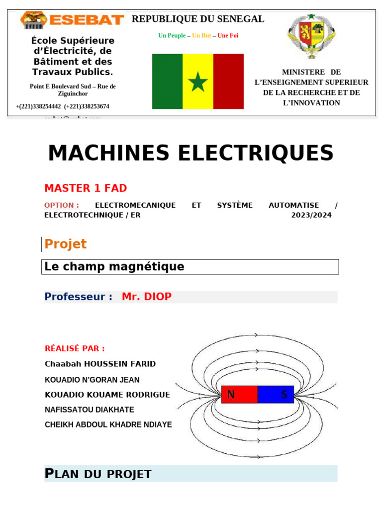 PROJET Machine Electrik G2 S2 | PDF | Champ magnétique | Champ (physique)