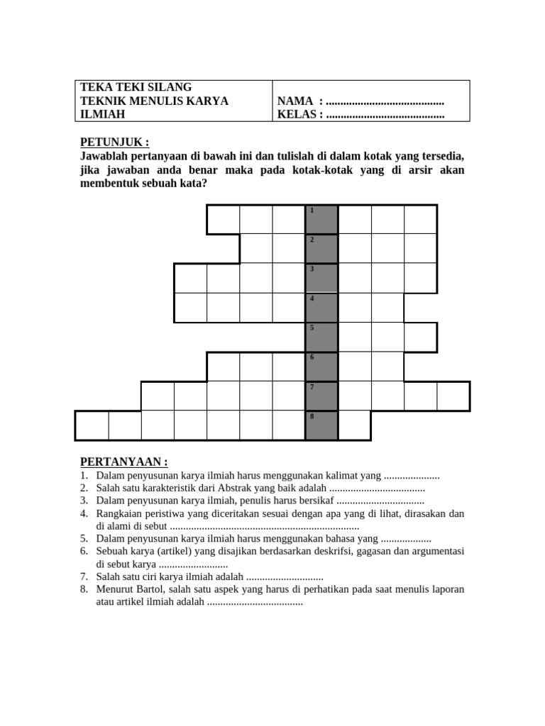 TTS Soal Karya Ilmiah | PDF