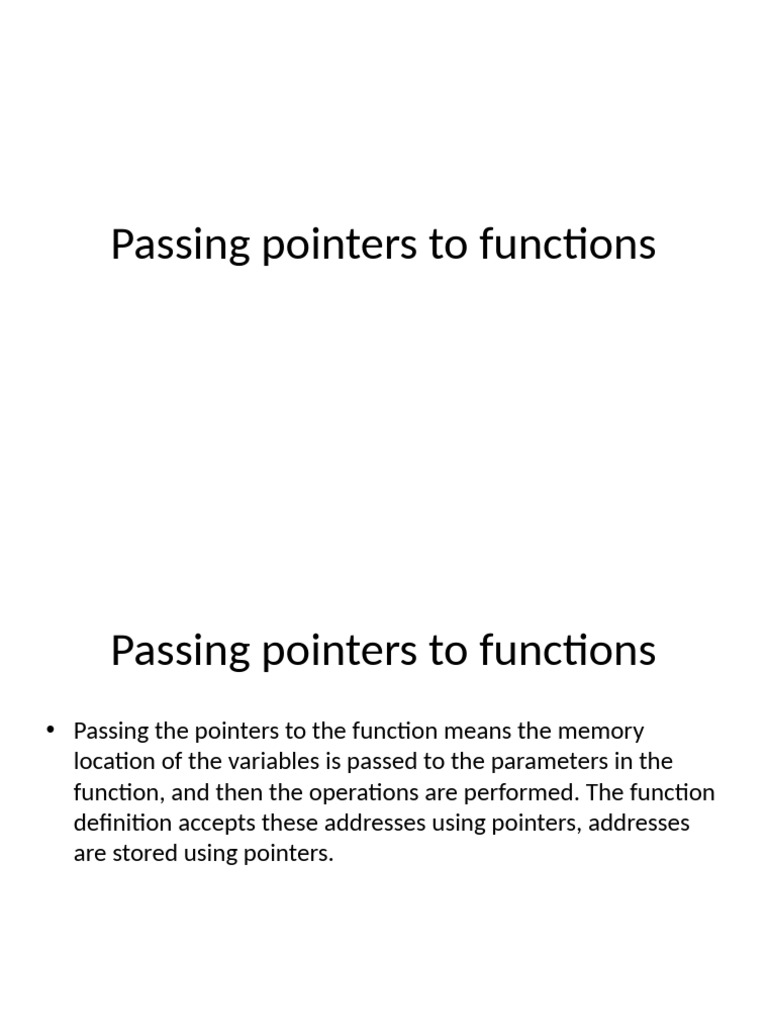 Passing Pointers To Functions | PDF