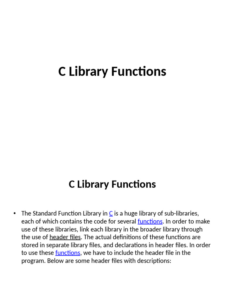 C Library Functions | PDF C Library Functions | PDF