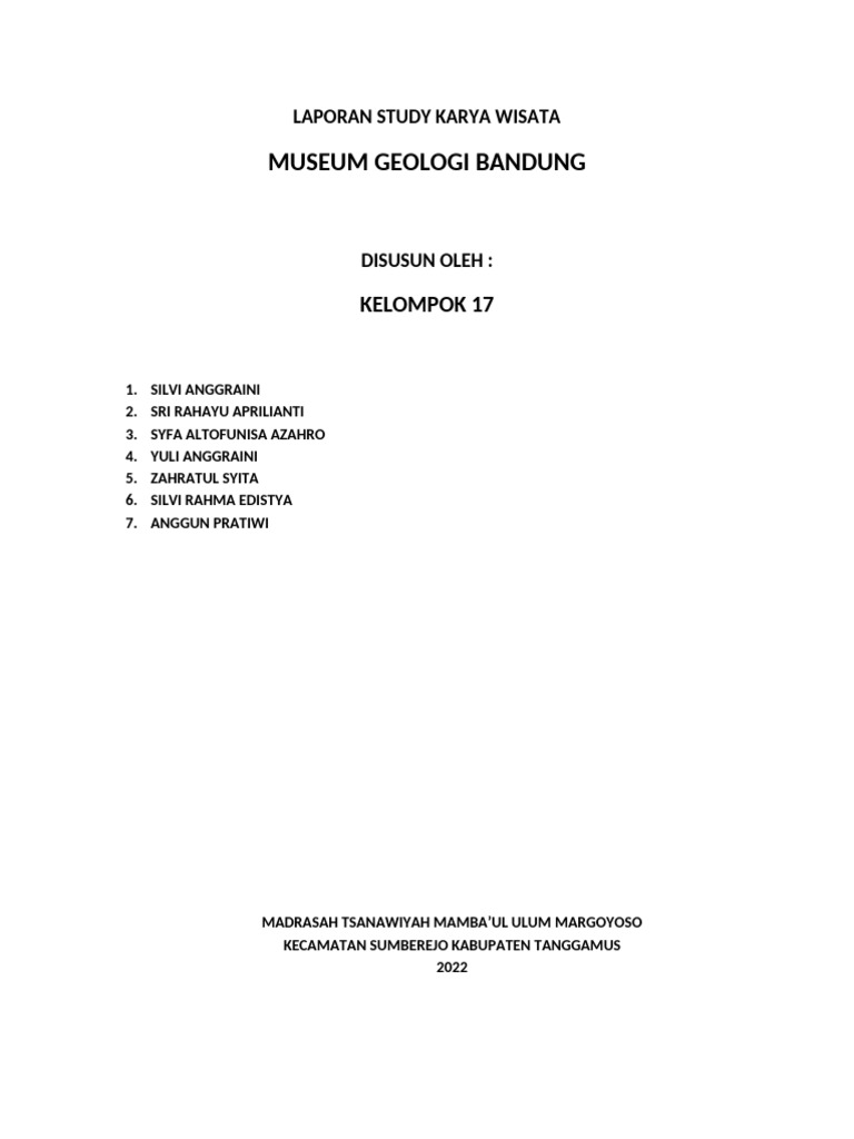 Laporan Study Karya Wisata Geologi 2022 | PDF