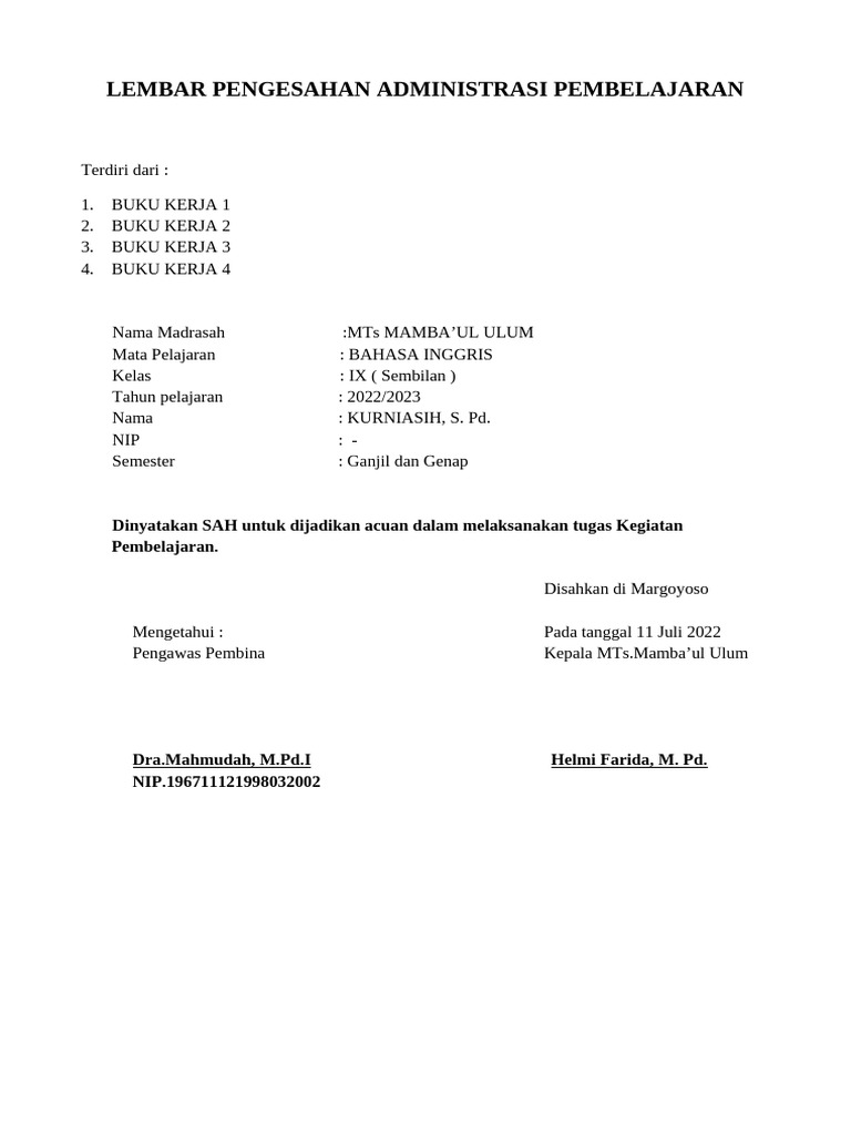 Lembar Pengesahan Perangkat | PDF