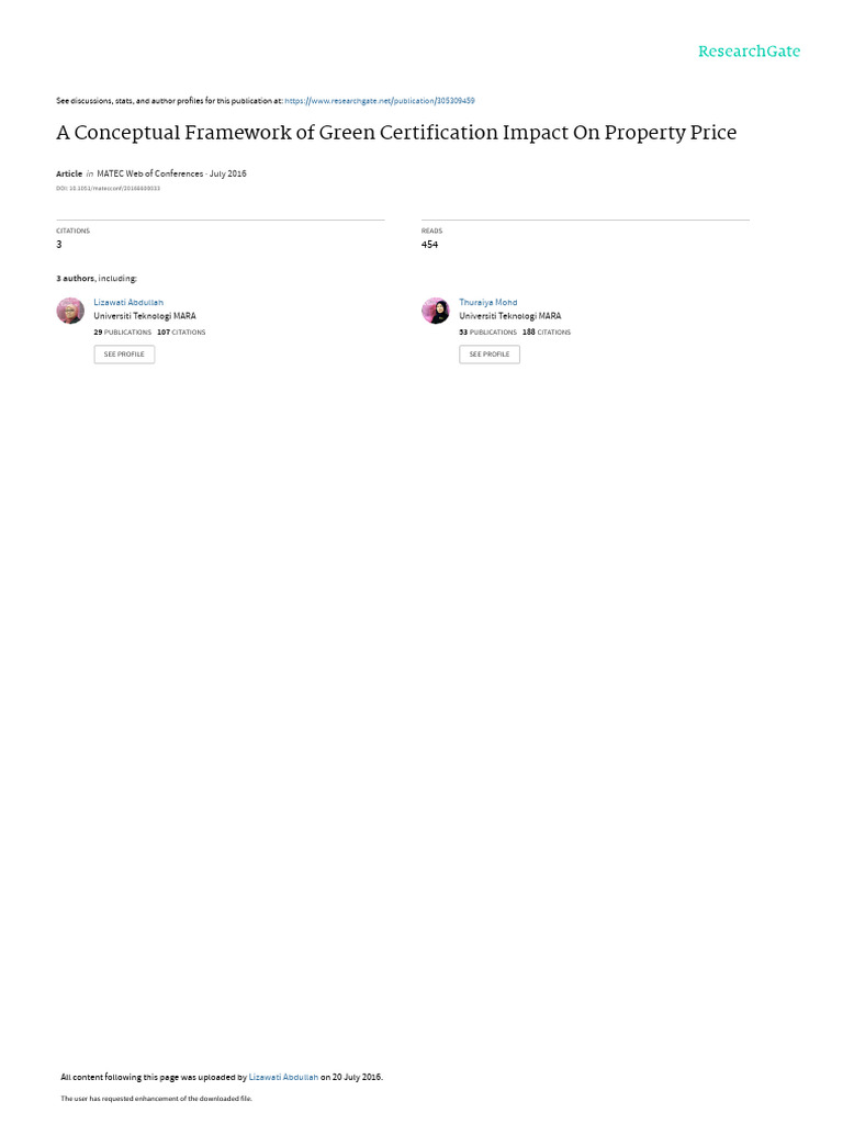 A Conceptual Framework of Green Certification Impa | PDF ...