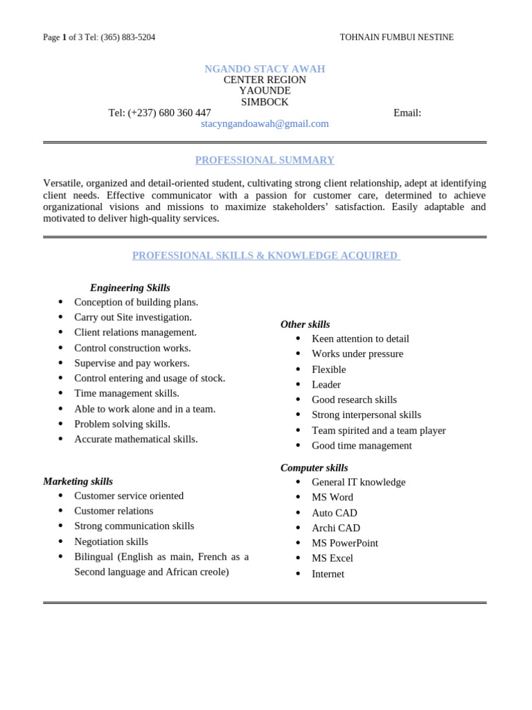 CV (1) Copy Stacy | PDF | Business