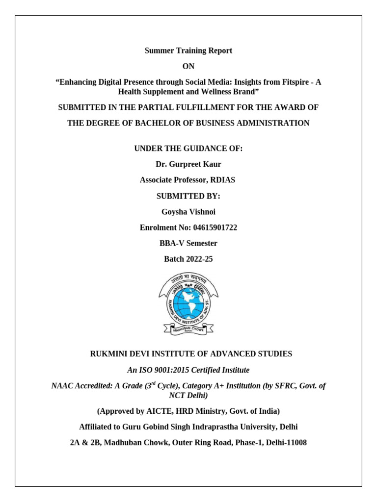 Summer Training Report | PDF | Social Media | Popular Culture & Media ...