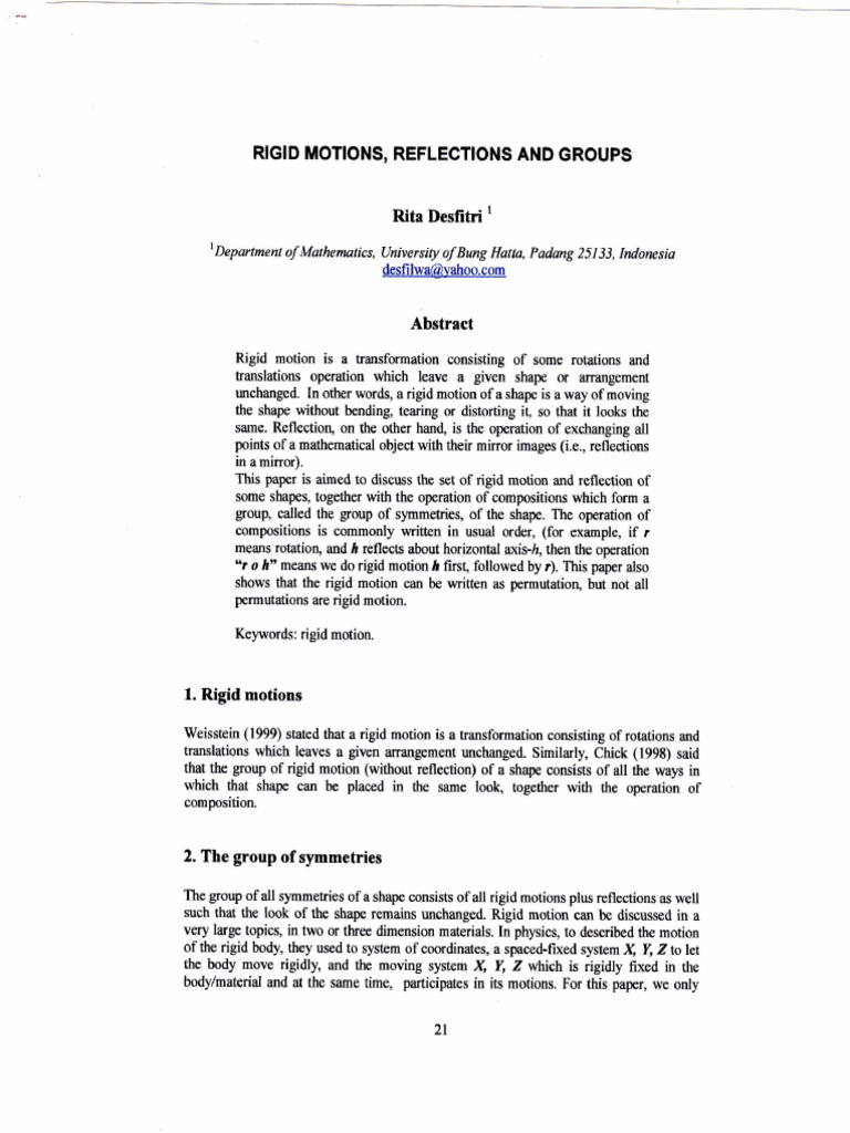 Rigid Motions Reflections and Groups | PDF | Shape | Group (Mathematics)