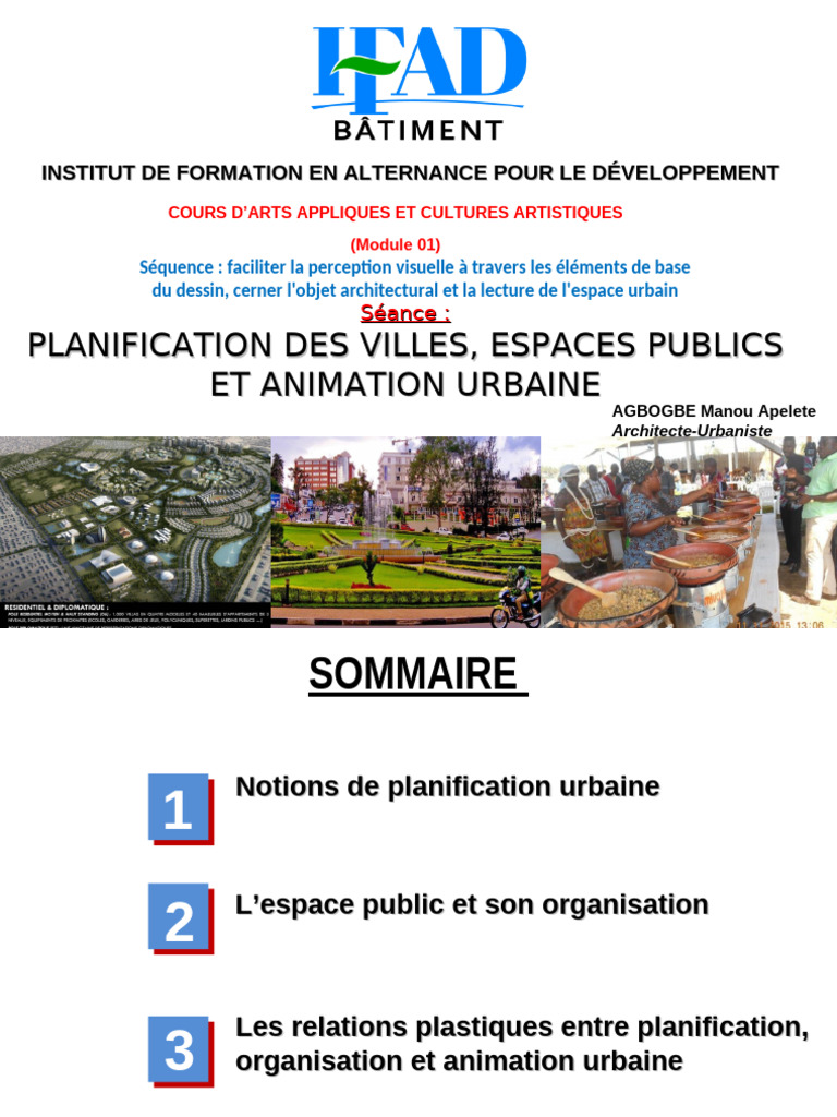 Présentation Cours Planification Et Organisation de Espace IFAD | PDF | Urbanisme
