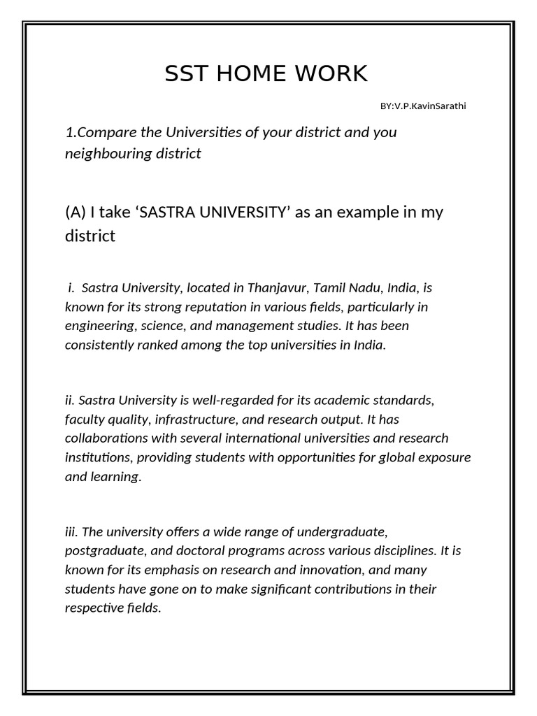 SST HOME WORK Comp Universities | PDF | Cognition