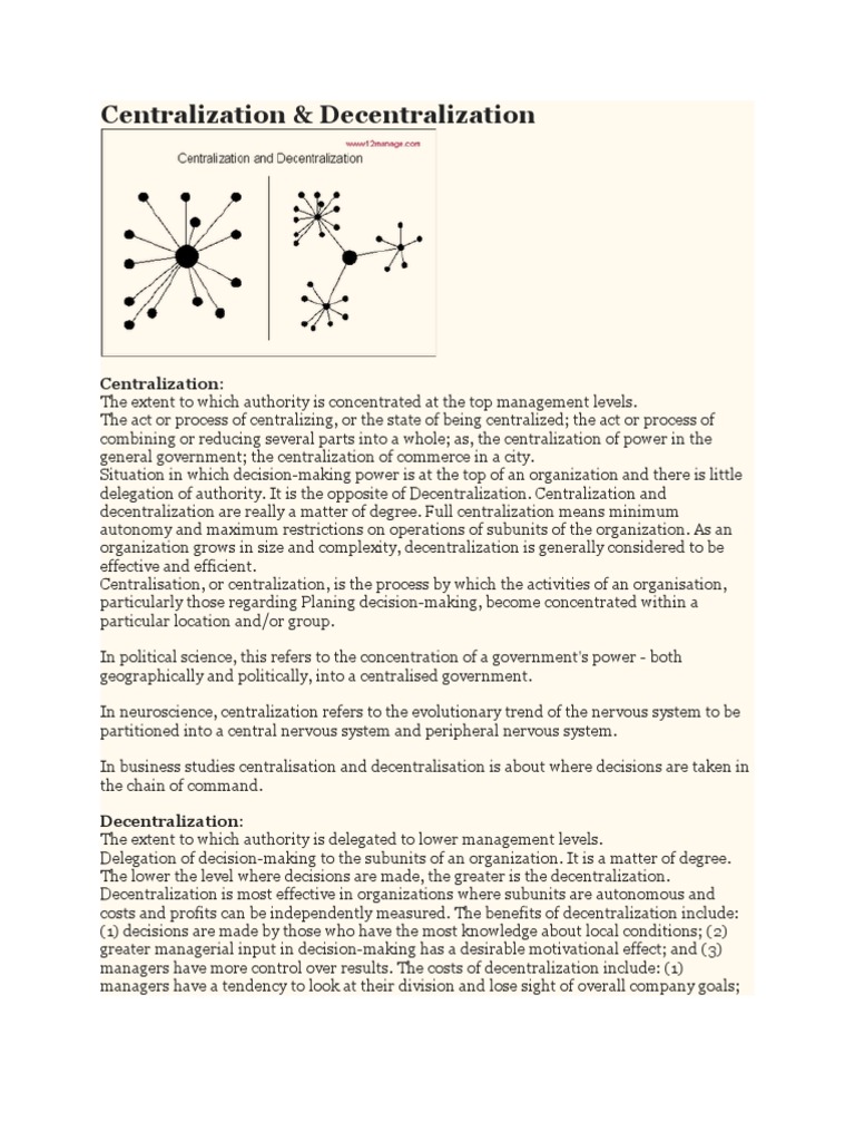 Centralization, Leadership, Decision Making & ......................... | PDF | Decentralization ...
