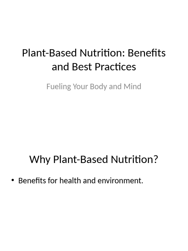 Plant-Based Nutrition Guide | PDF