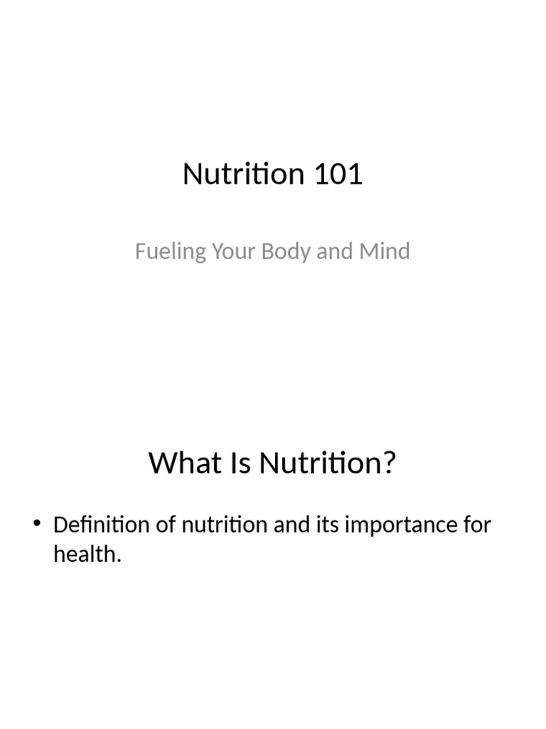 Nutrition 101 | PDF