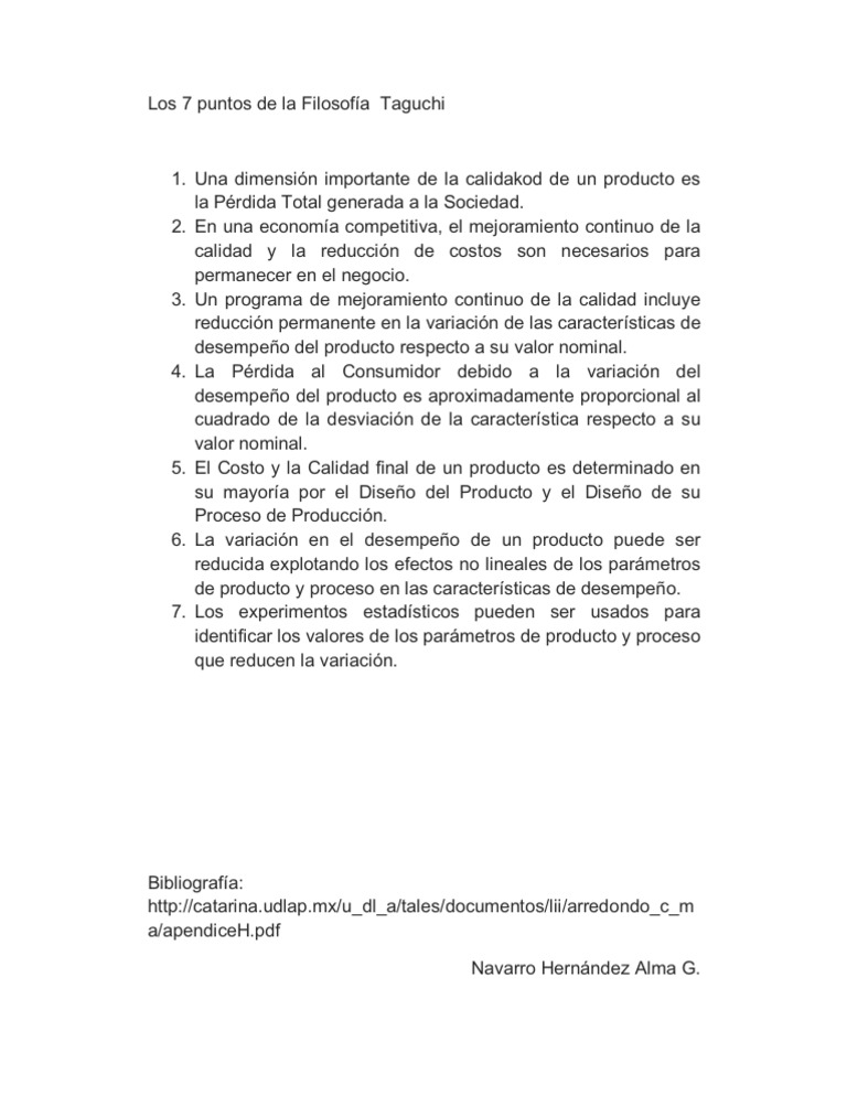 Los 7 Puntos de La Filosofía Taguchi | PDF