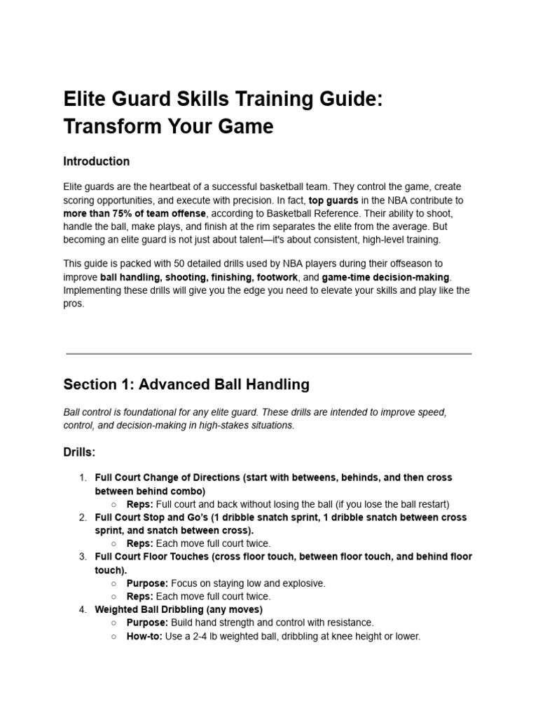 Elite Guard Skills Training Guide: Transform Your Game: Section 1 ...