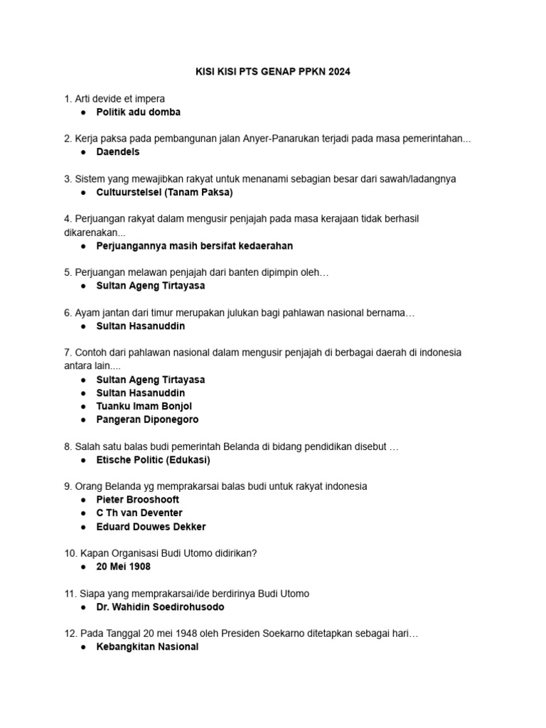 PTS Genap PPKN 2024 | PDF