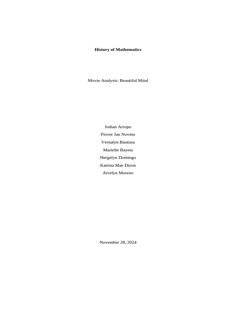 History of Mathematics: Movie Analysis: Beautiful Mind | PDF ...