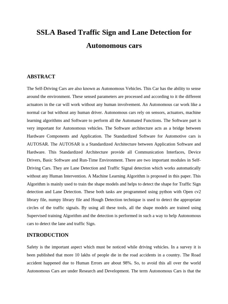 A3. SSLA Based Traffic Sign Abstract | PDF | Machine Learning | Traffic