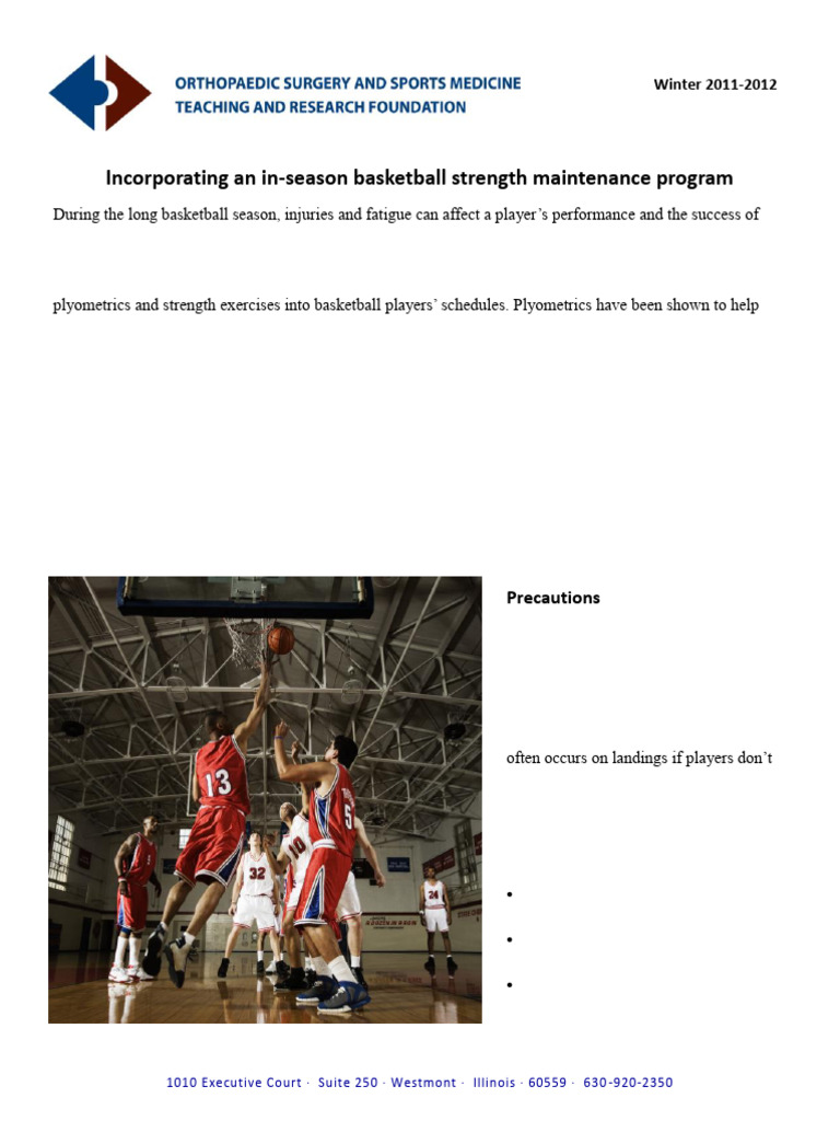Basketball in Season Program - LTR | PDF | Foot | Strength Training