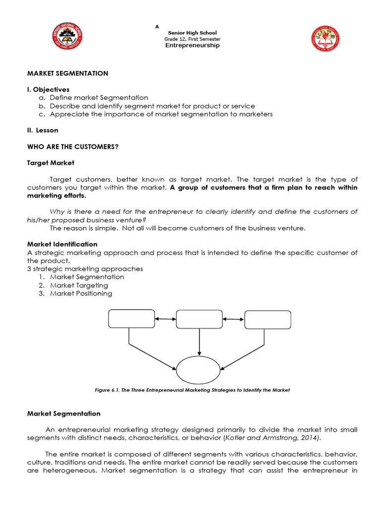 Entrep Handouts 6 Market-Segmentation | PDF | Market Segmentation | Marketing