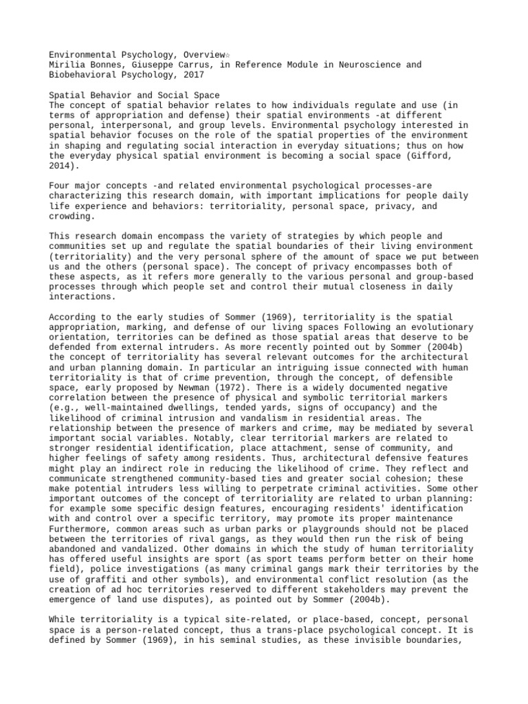 Spatial Behavior and Social Space | PDF | Privacy | Space