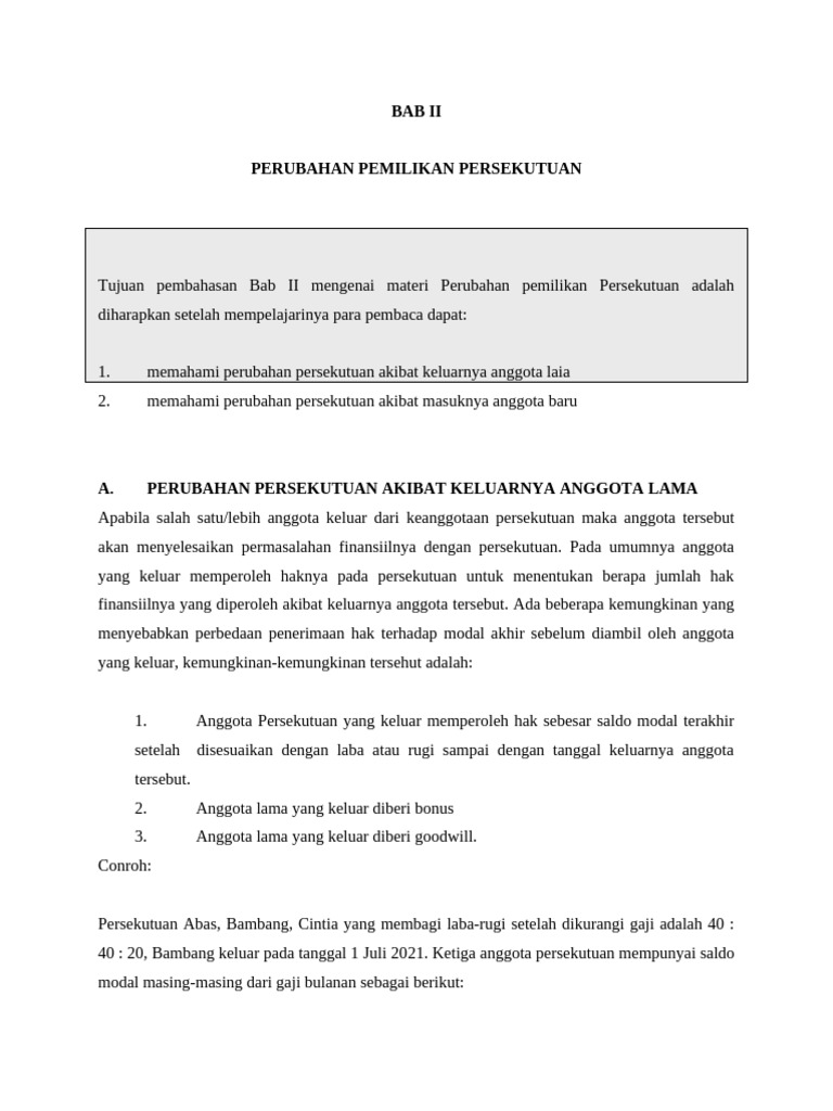 AKL BAB II Materi 3 & 4 Perubahan Pemilik | PDF