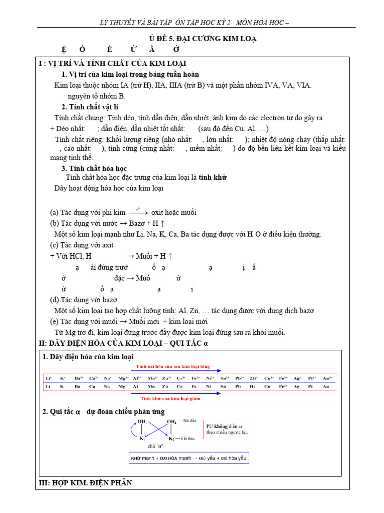 Hoa 12 On T P Hk2 P. Kim Loai Hs | PDF