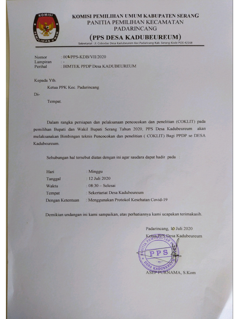 Undangan PPK Kec. Padarincang | PDF