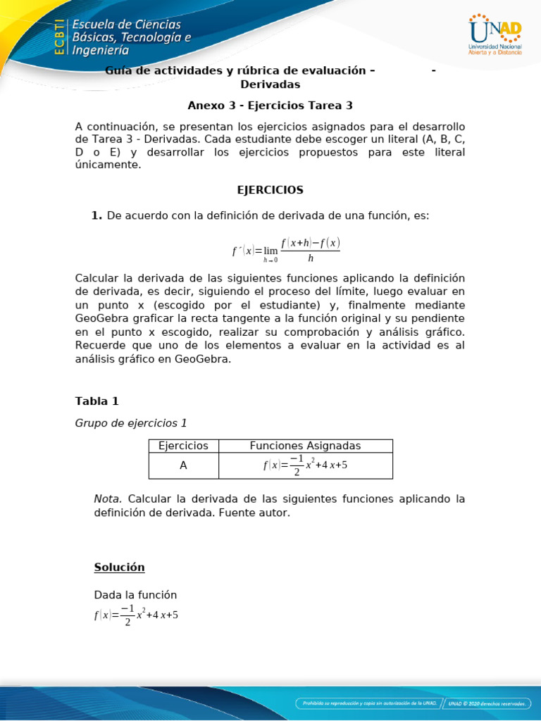 Ejercicio Tarea 3CALCULO | PDF | Derivado | Conceptos matemáticos
