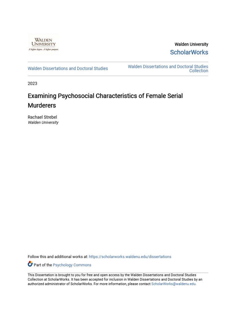 Female Serial Murderers: Psychosocial Study | PDF | Serial Killer | Murder
