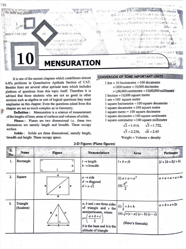 Mensuration | PDF