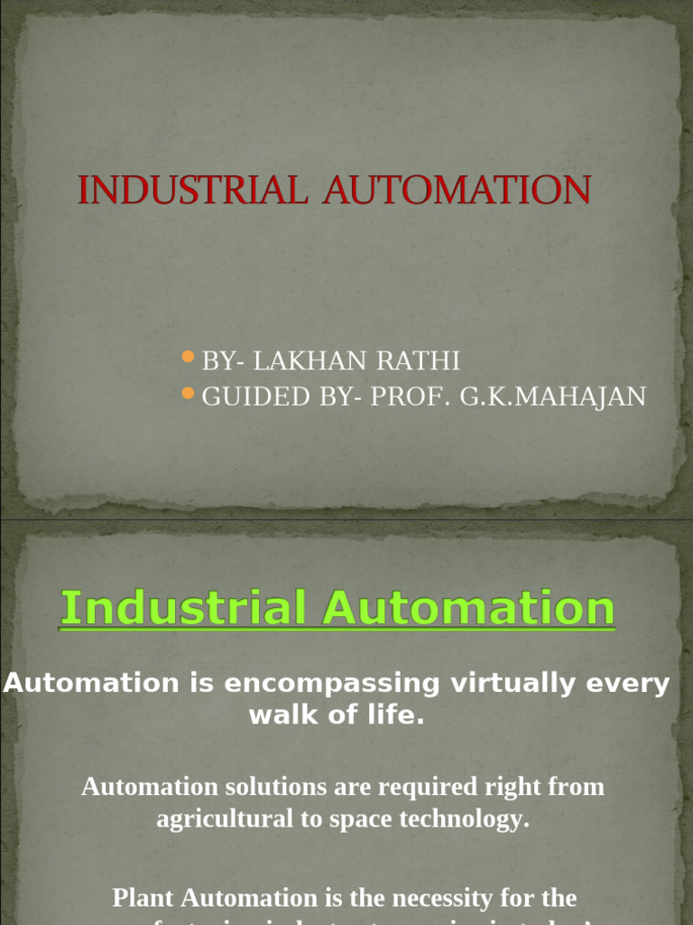 Industrial Automation Presentation | PDF | Programmable Logic ...