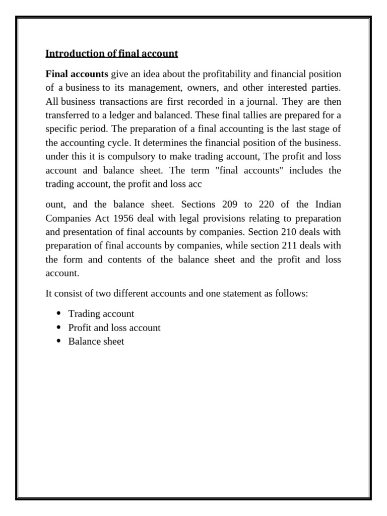 Final Accounts | PDF | Income Statement | Insolvency