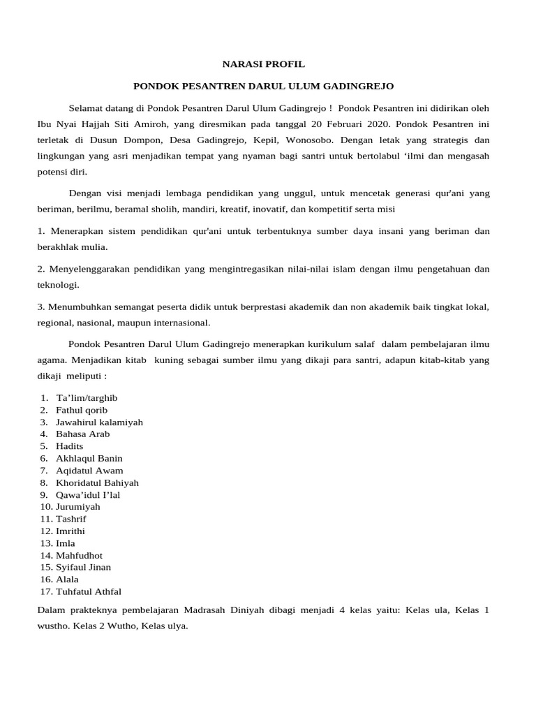Narasi Profil PP Dug | PDF