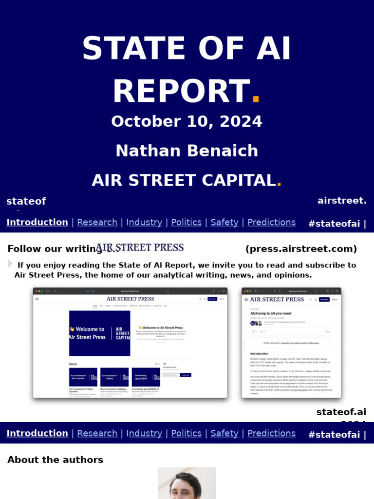 State of AI Report - 2024 ONLINE | PDF | Machine Learning | Artificial ...