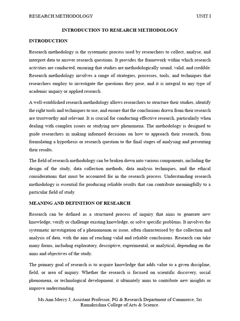 Introduction To Research Methodology | PDF | Methodology | Quantitative ...