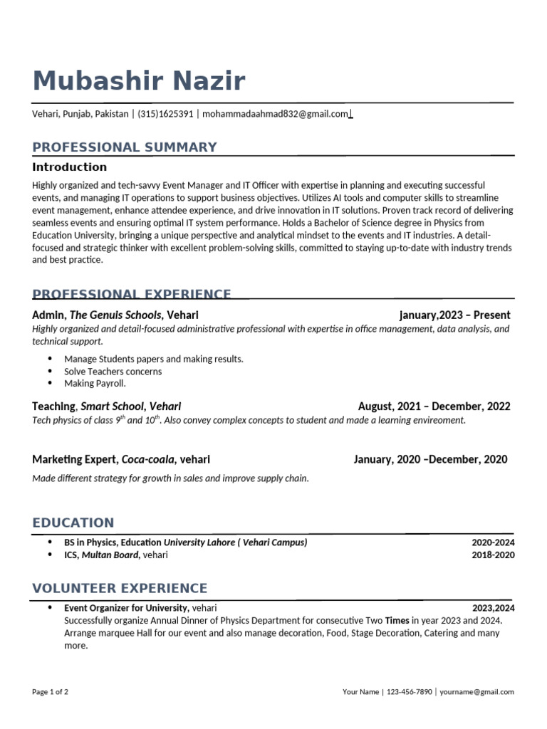 Resume Templet | PDF | Cognitive Science | Computing