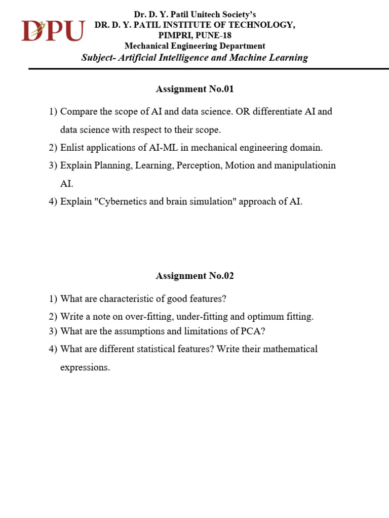 Aiml Assignment Unit 1 To 6 | PDF | Machine Learning | Artificial Intelligence