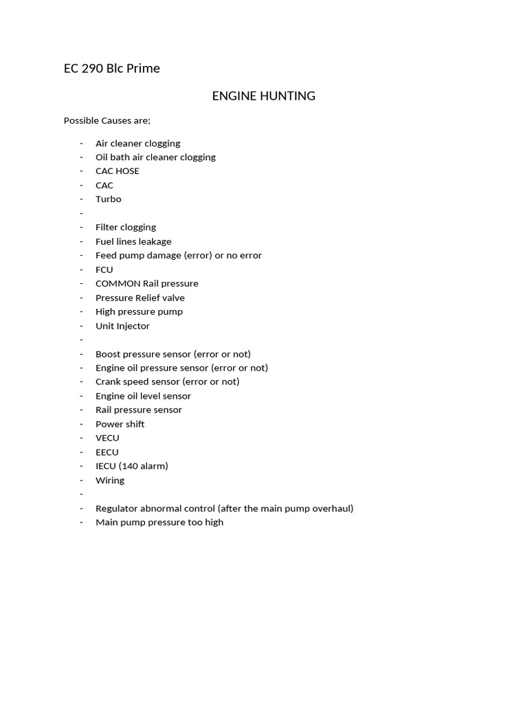 290BP Engine Hunting | PDF