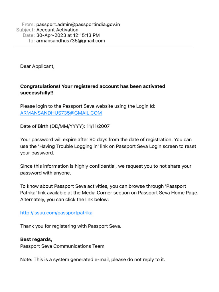 Account Activation | PDF