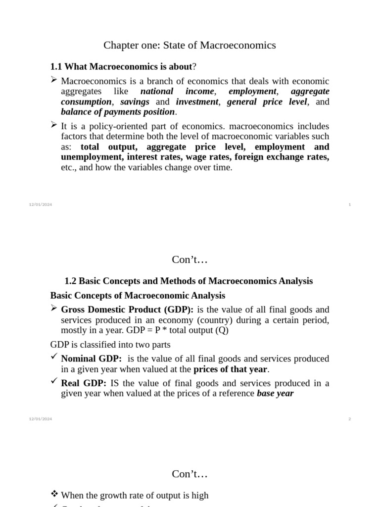Chapter One | PDF | Macroeconomics | Economics