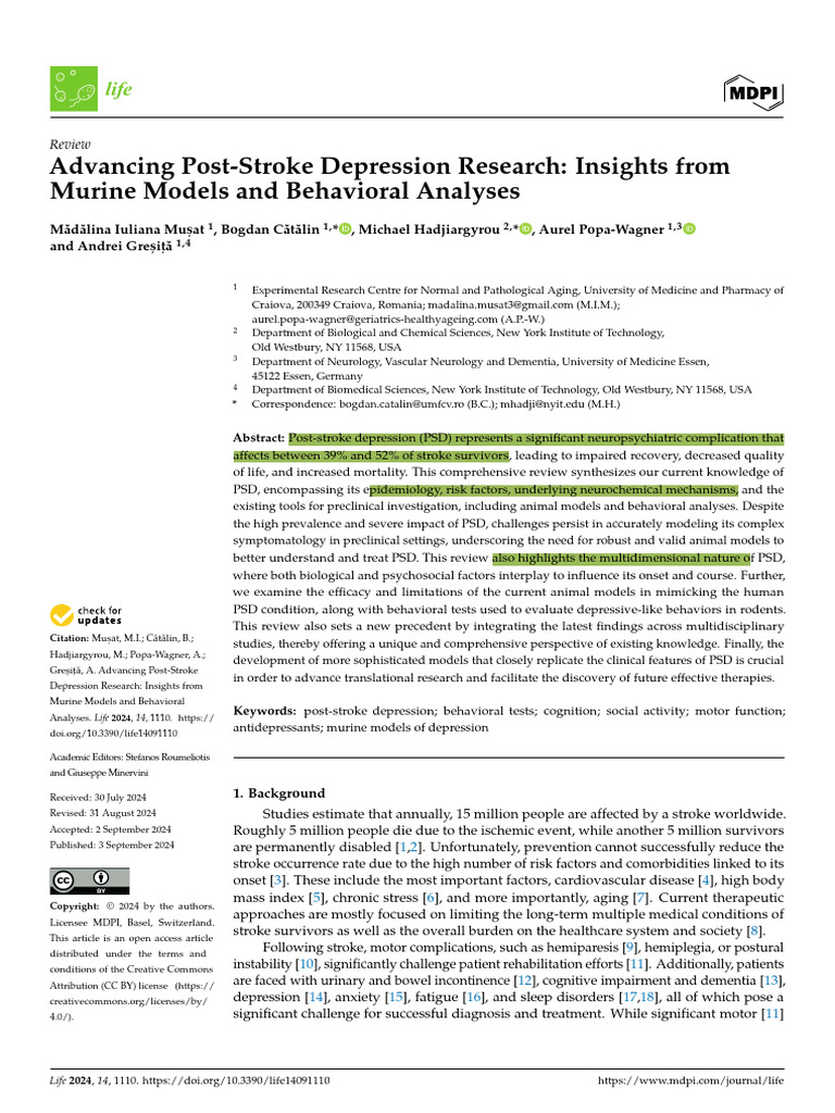 Q1.3.2分 Advancing Post-Stroke Depression Research Insights from | PDF ...